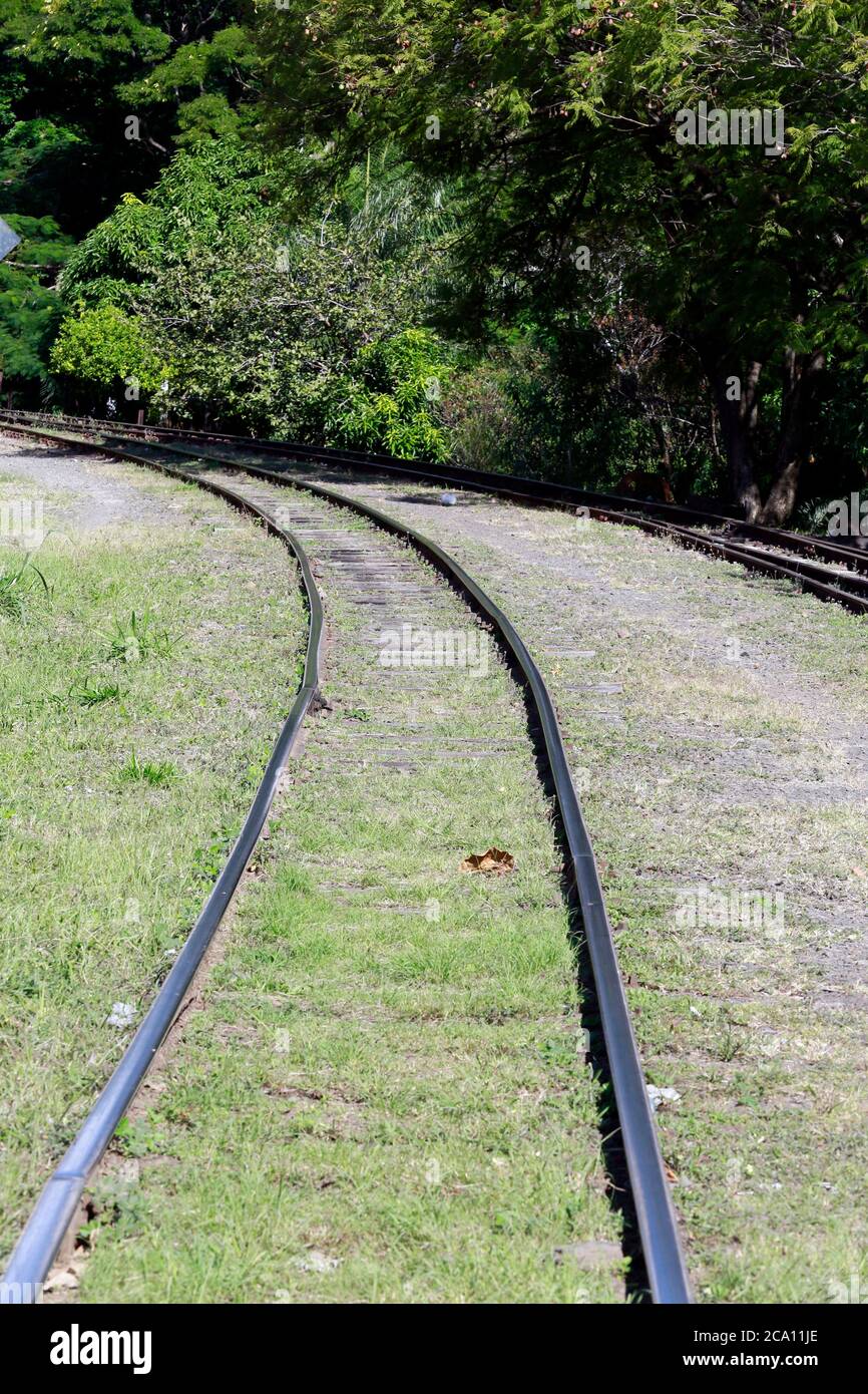 abandoned railroad tracks on countryside of Sao Paulo state, Brazil ...