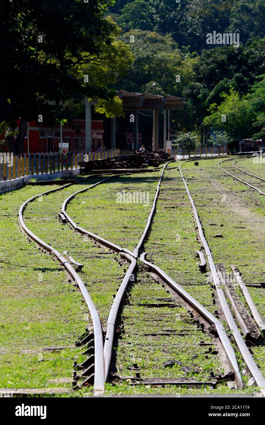abandoned railroad tracks on countryside of Sao Paulo state, Brazil ...