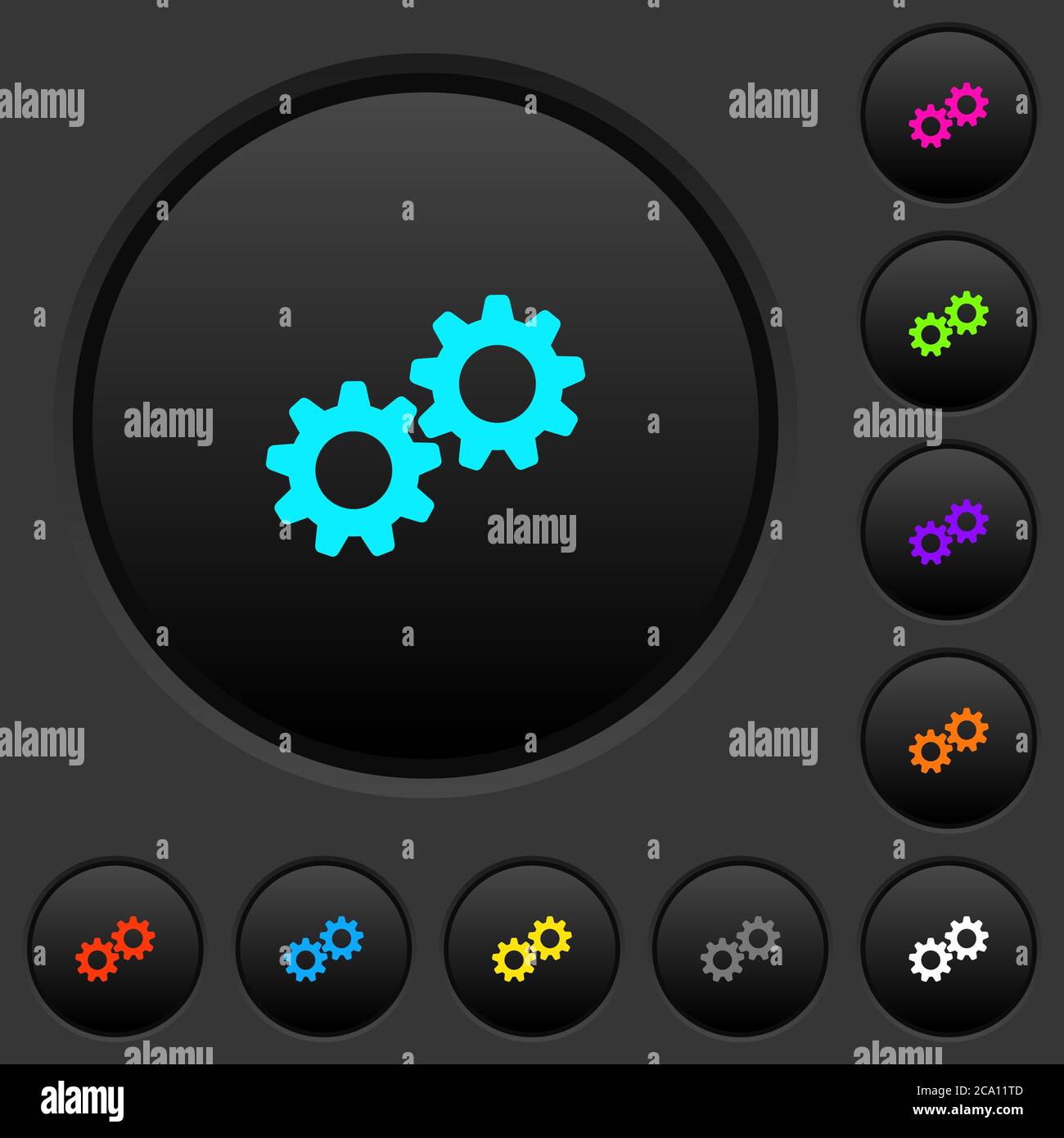 Collaboration dark push buttons with vivid color icons on dark grey background Stock Vector ...