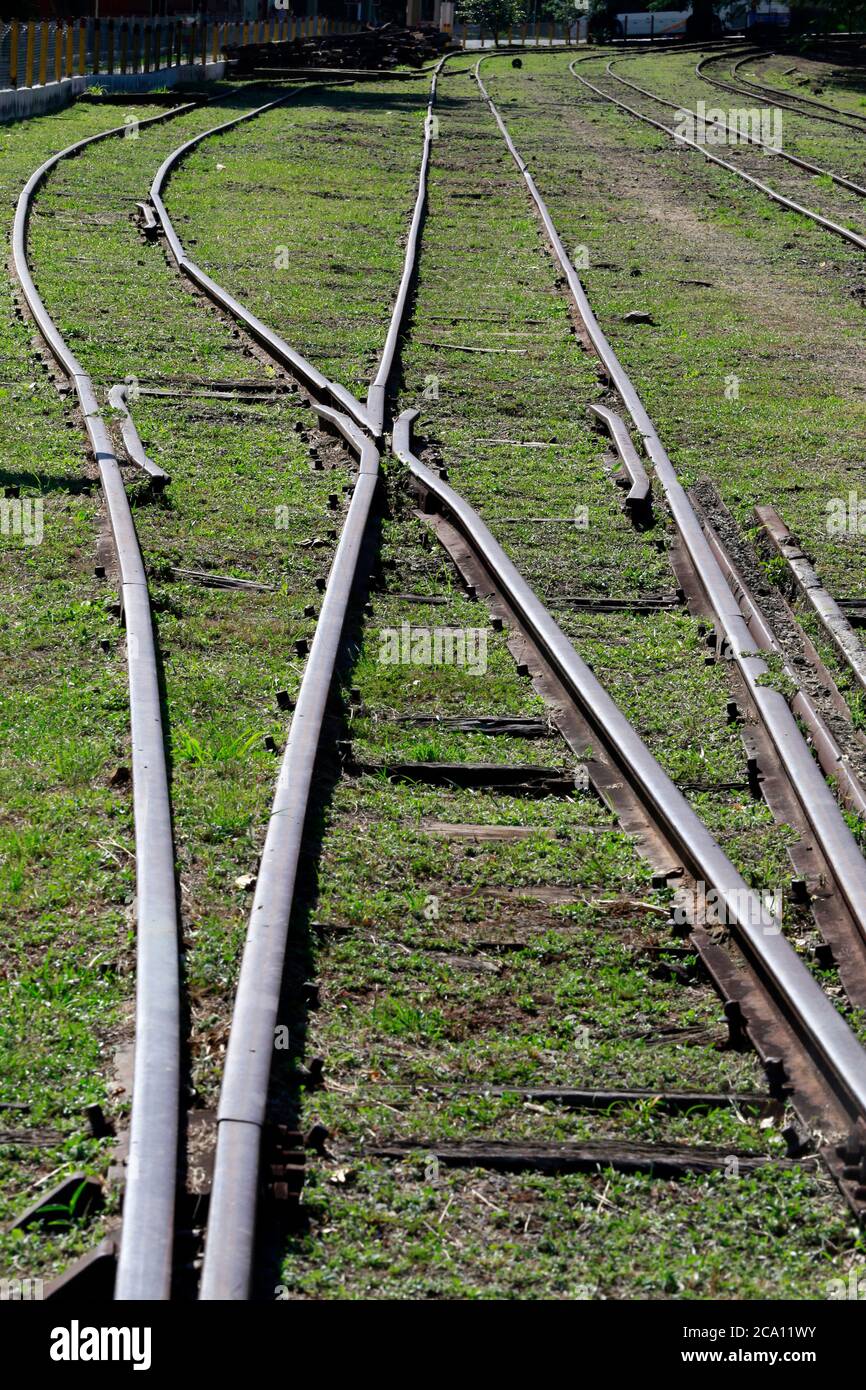 abandoned railroad tracks on countryside of Sao Paulo state, Brazil ...