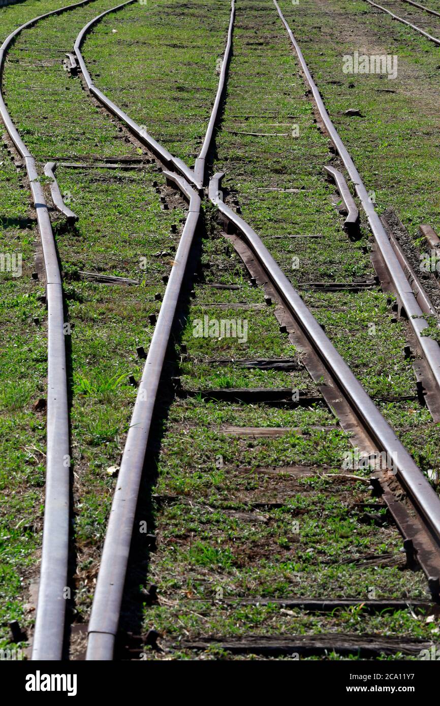 abandoned railroad tracks on countryside of Sao Paulo state, Brazil ...