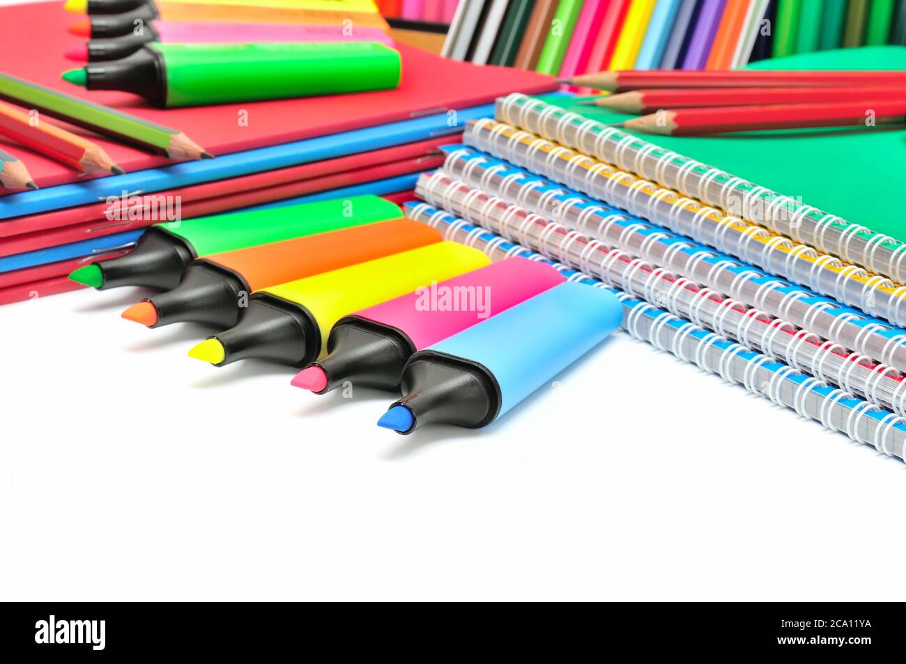 collection stationery isolated on a white background Stock Photo - Alamy