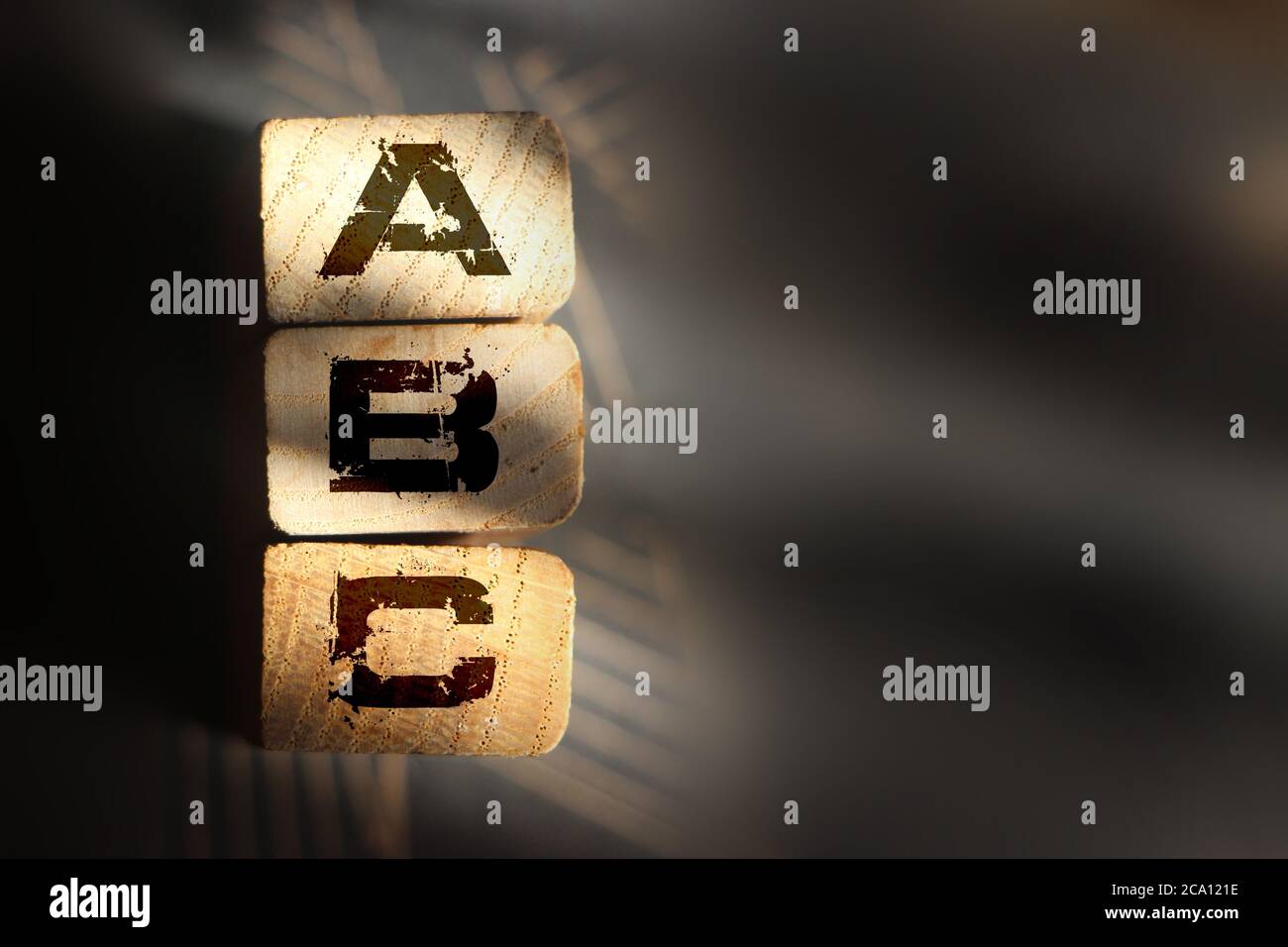 ABC wooden blocks stacked vertically.. education concept. Basics ...