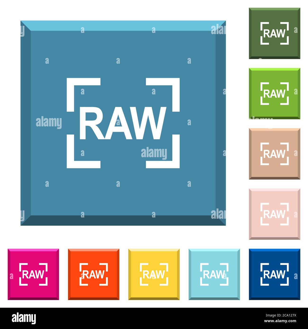 Camera raw image mode white icons on edged square buttons in various ...