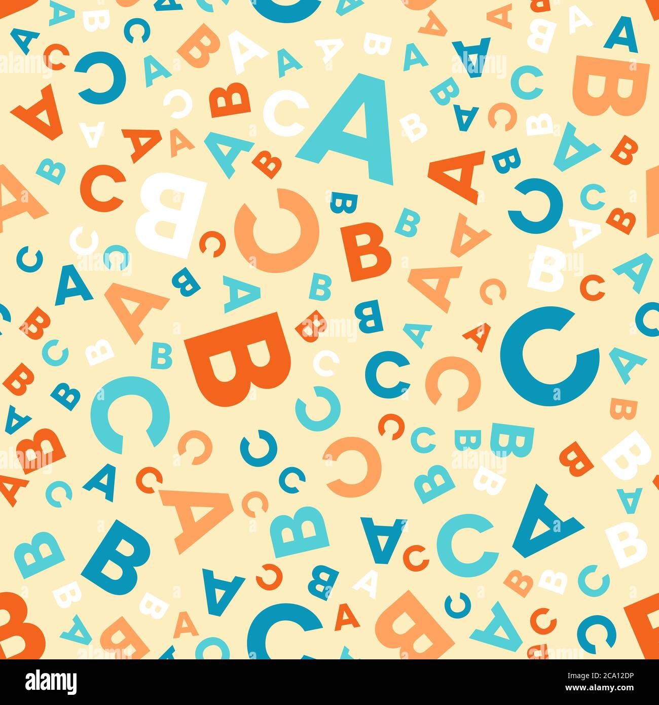 Seamless vector pattern - different letters ABC. Colorful school ...