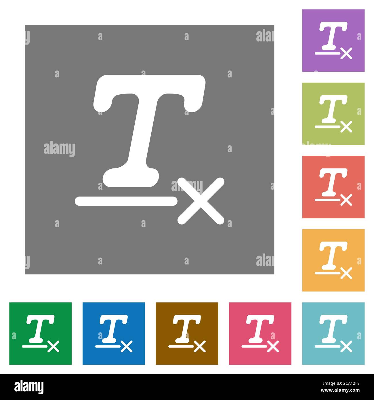 Clear text format flat icons on simple color square backgrounds Stock ...