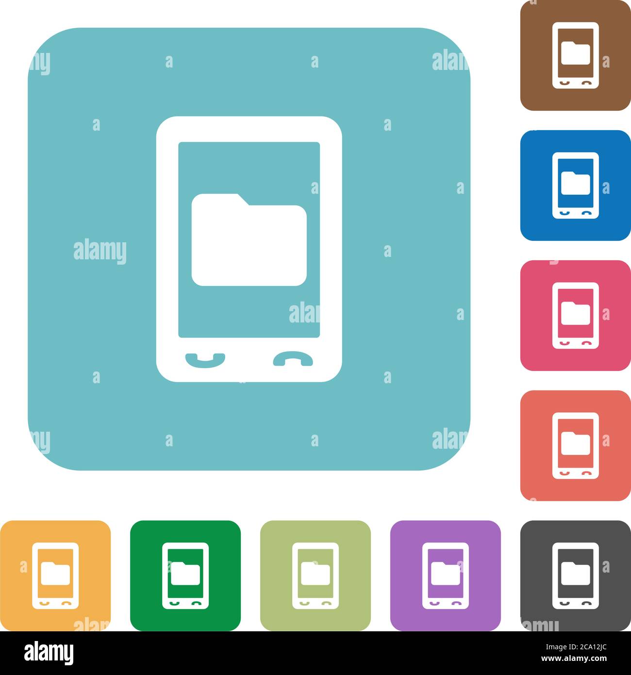 Mobile data storage white flat icons on color rounded square ...