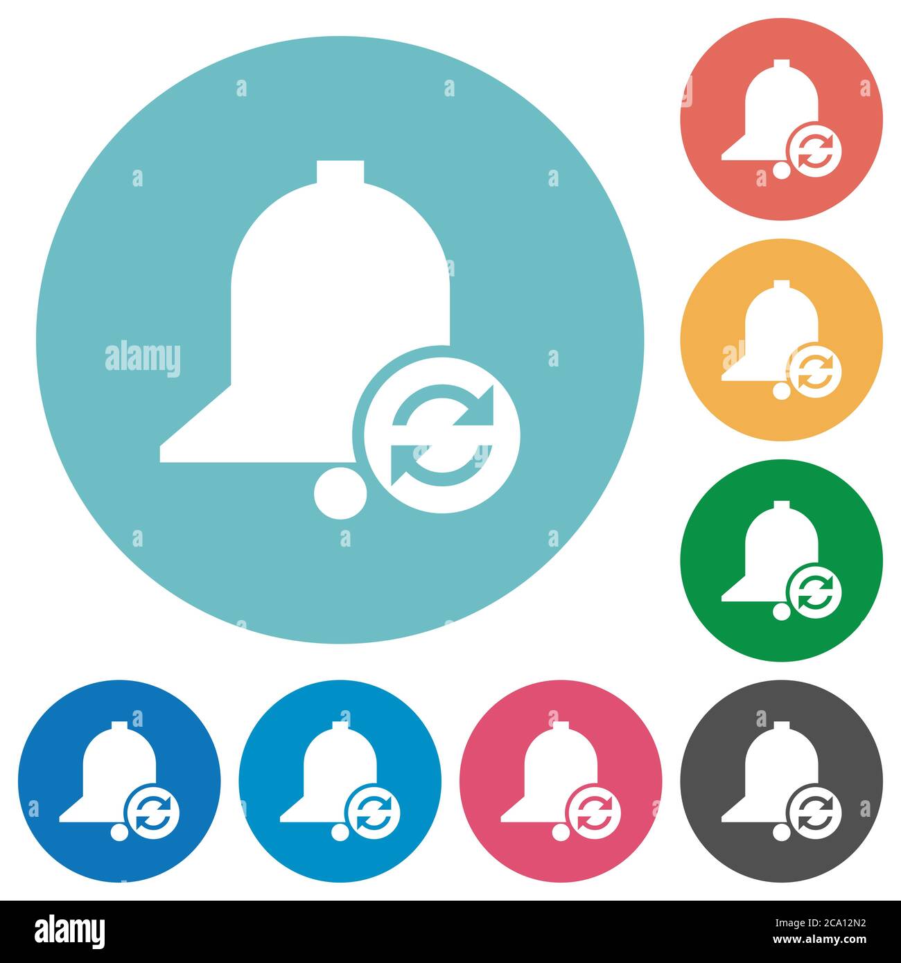 Refresh reminder flat white icons on round color backgrounds Stock ...