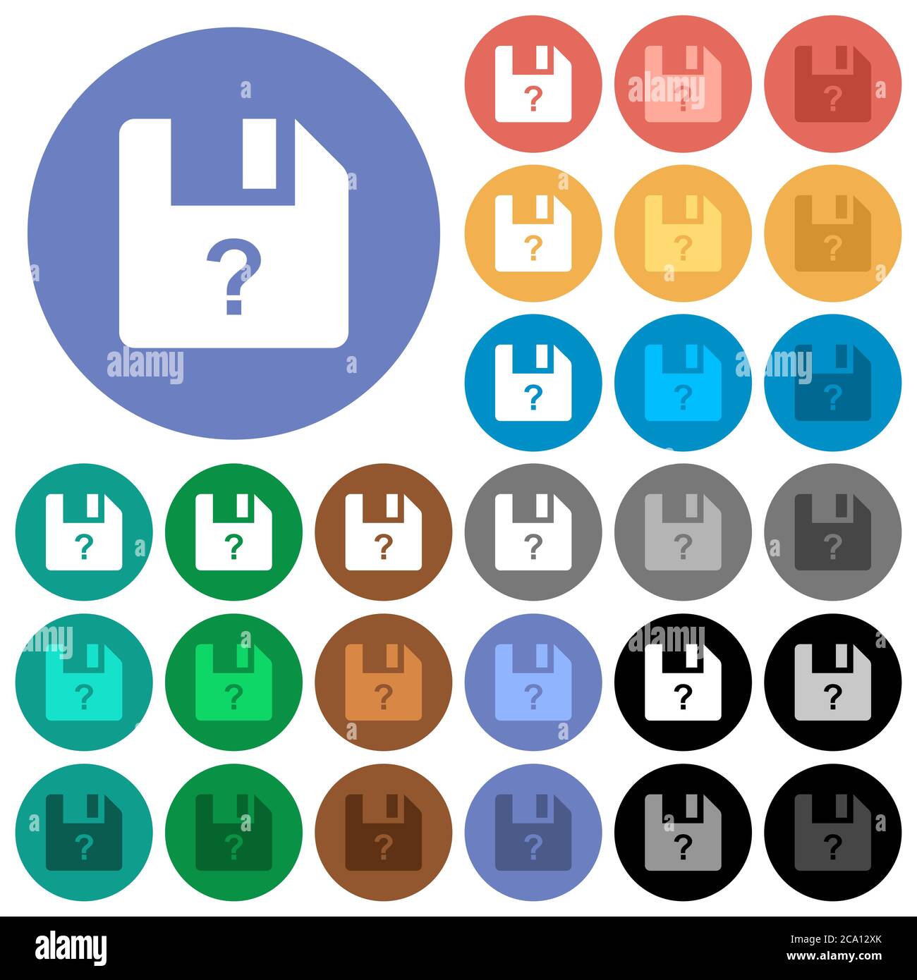 Unknown file multi colored flat icons on round backgrounds. Included ...