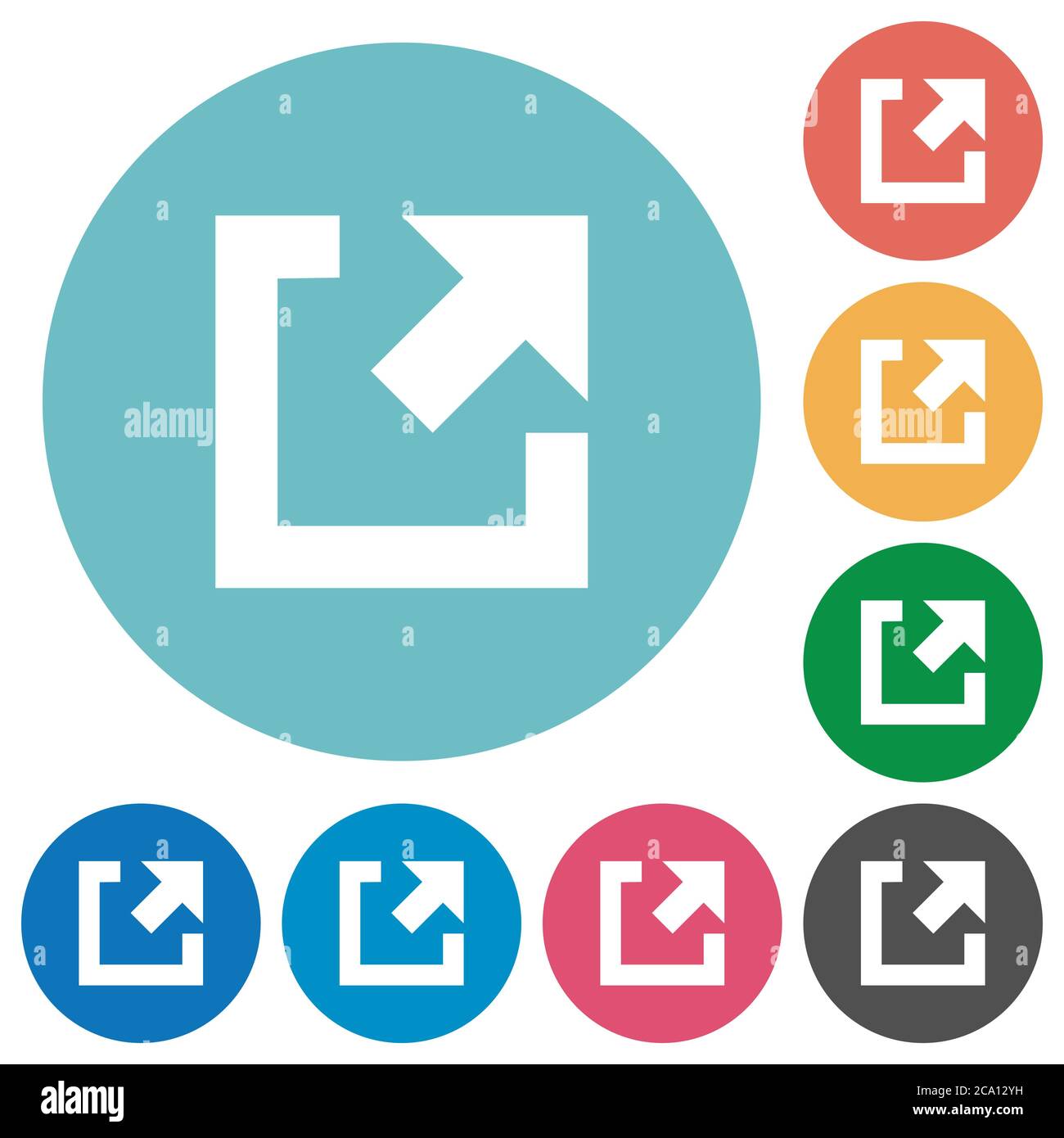 External link flat white icons on round color backgrounds Stock Vector ...