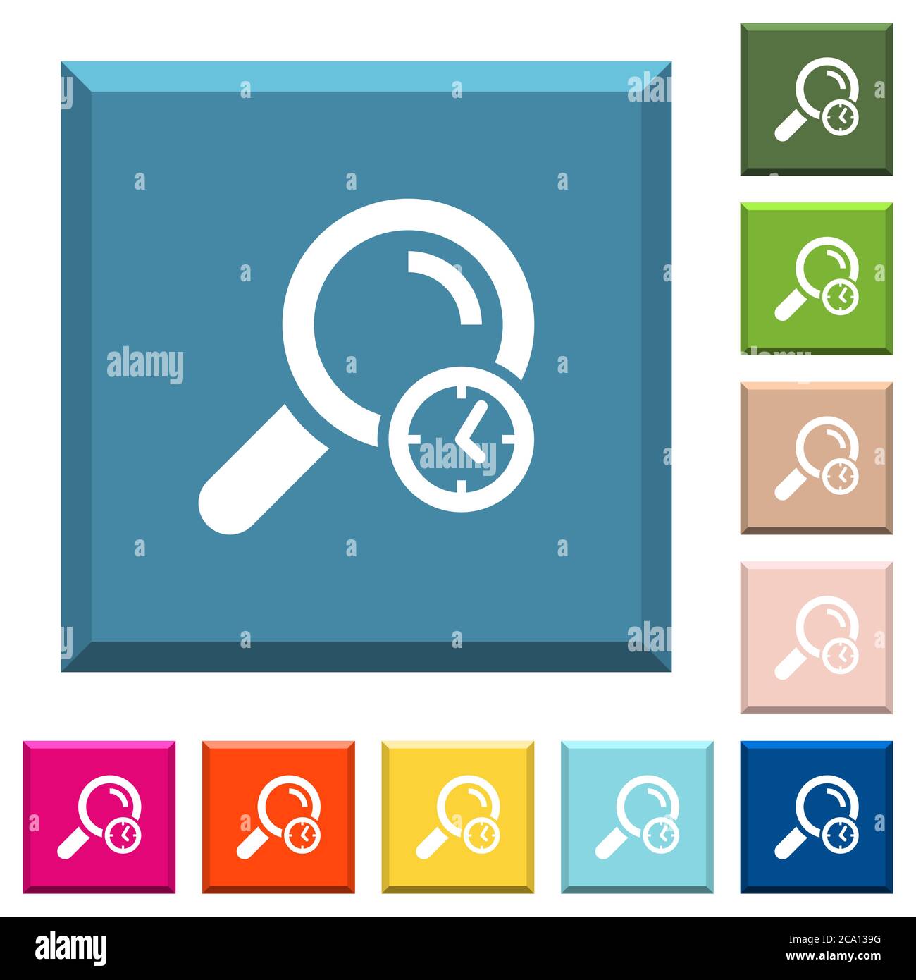 Query time white icons on edged square buttons in various trendy colors ...