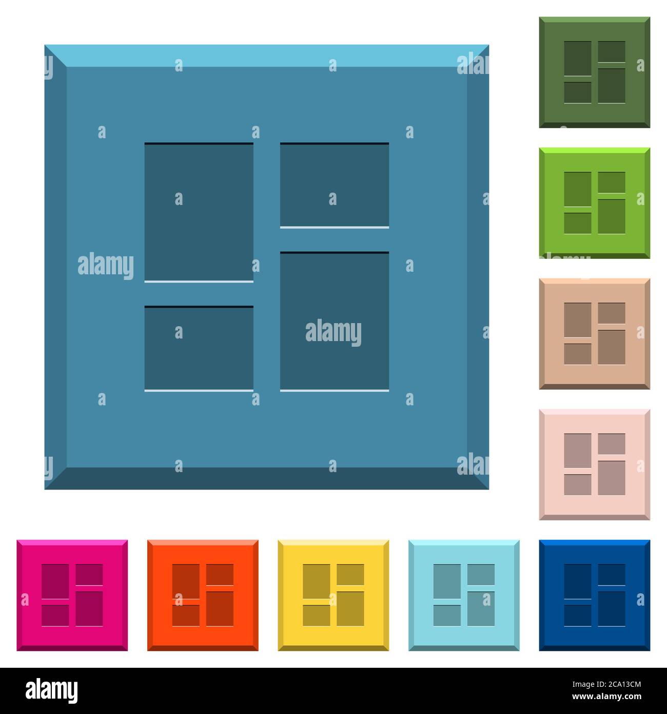 Admin dashboard panels engraved icons on edged square buttons in ...