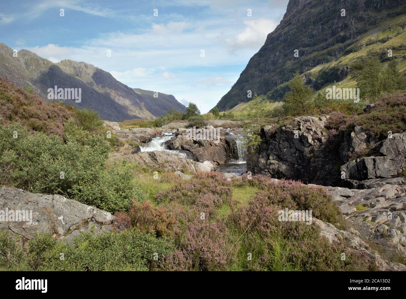 River Coe in Glencoe village in Scottish Highlands in Summer, Scotland ...