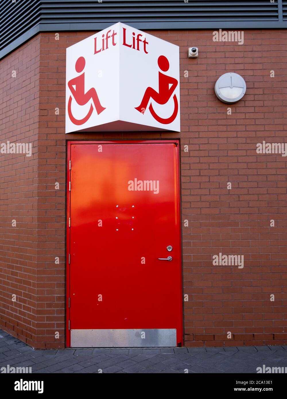 Disabled lift entrance at the Main Stand Anfield in Liverpool May 2020 ...