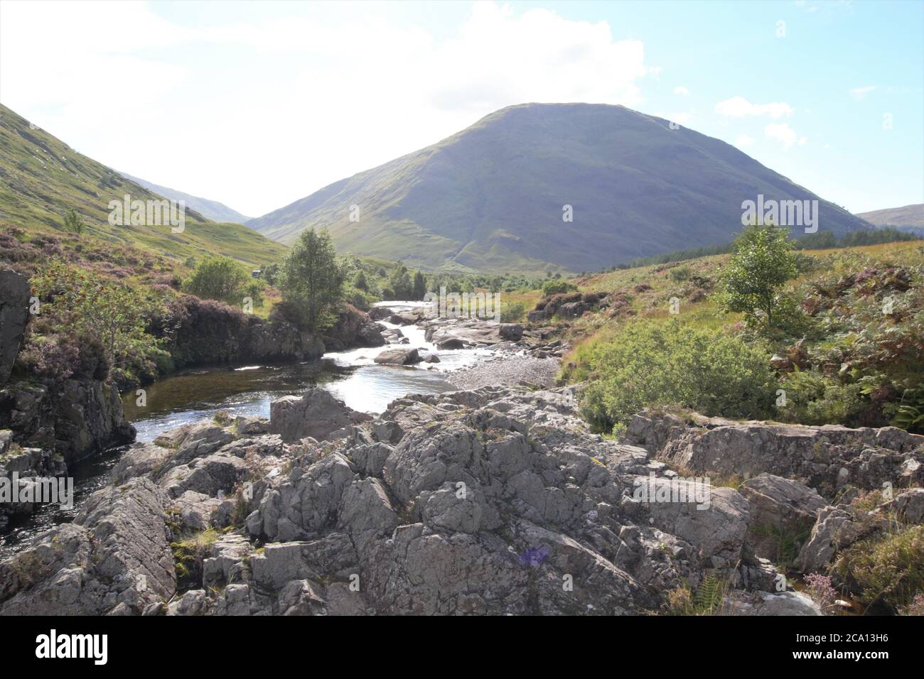 River Coe in Glencoe village in Scottish Highlands in Summer, Scotland ...