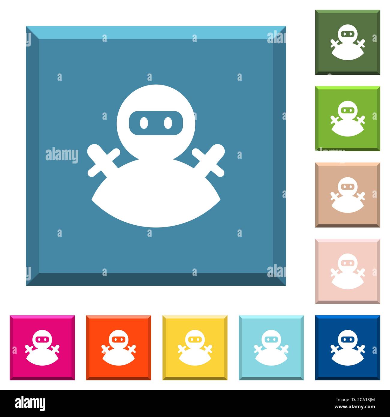 Ninja avatar white icons on edged square buttons in various trendy ...