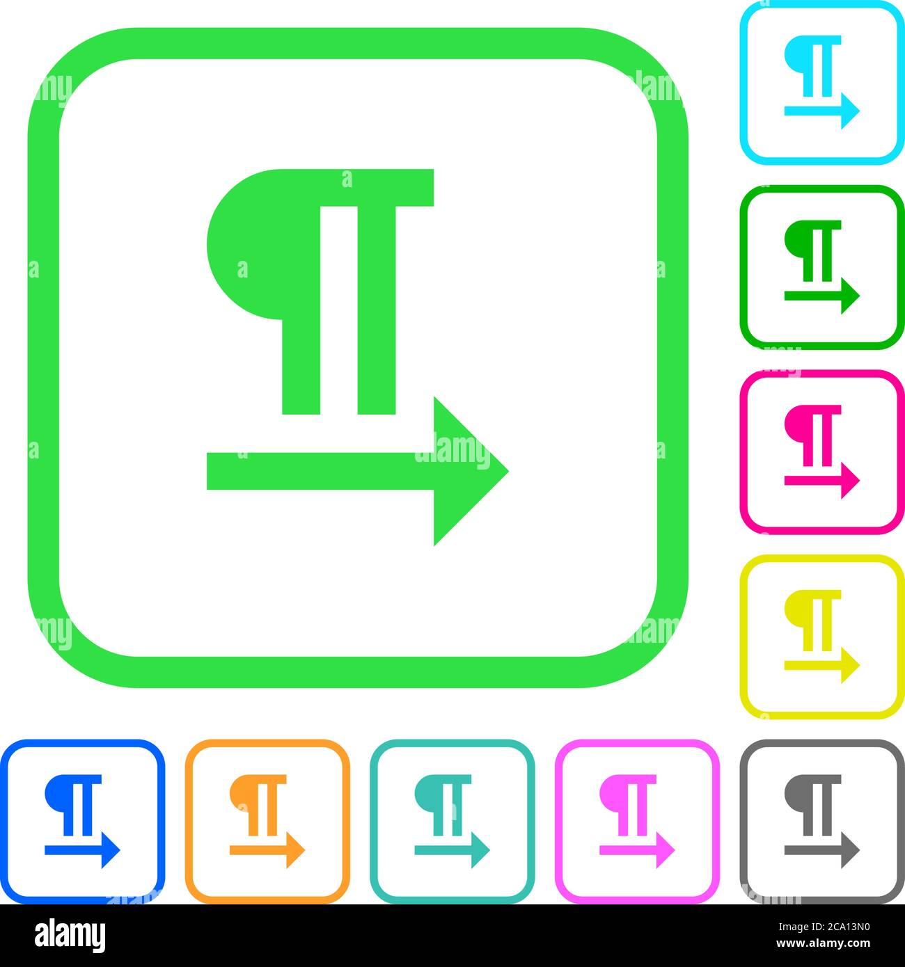 Left to right text direction vivid colored flat icons in curved borders ...