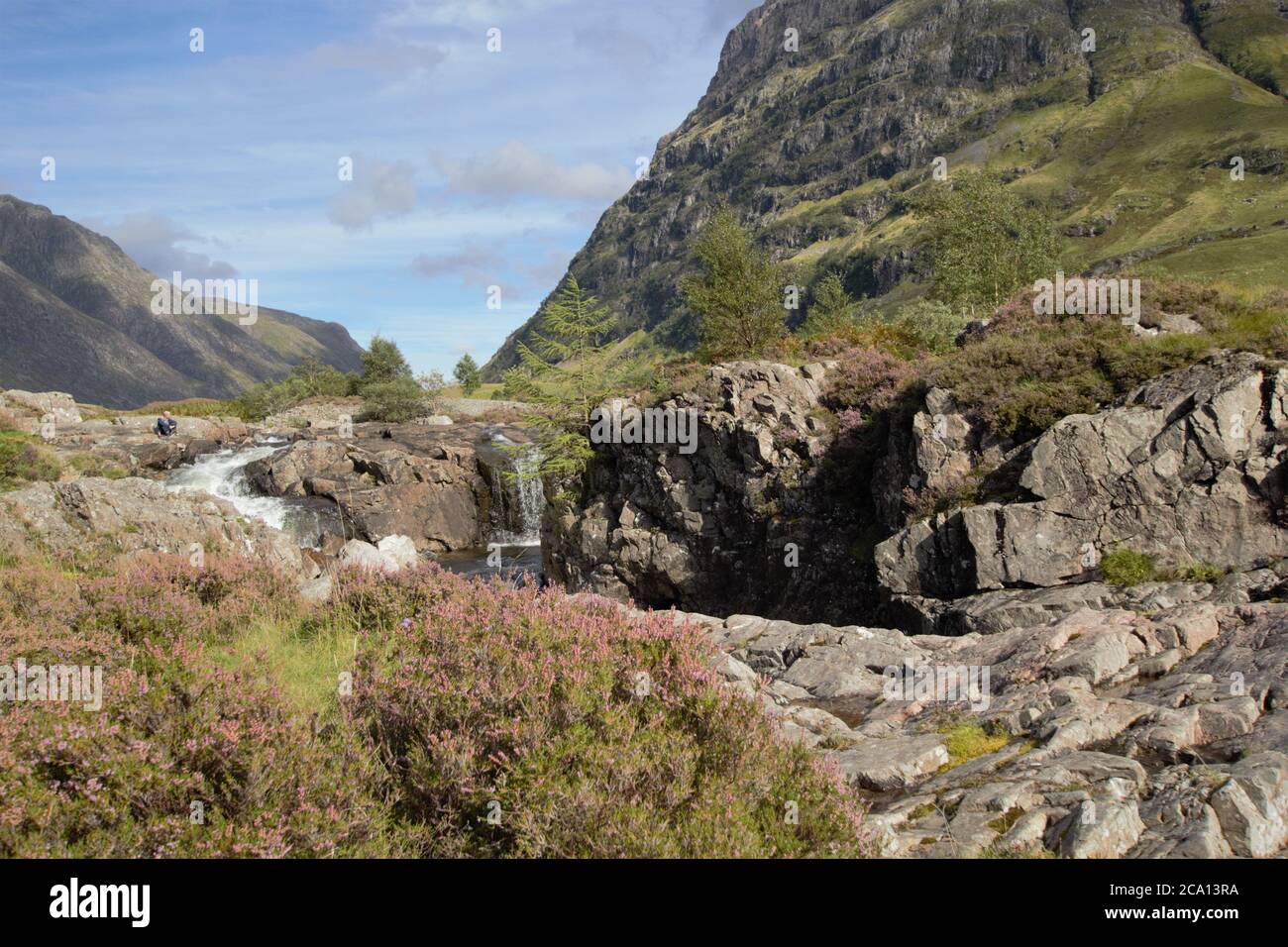 River Coe in Glencoe village in Scottish Highlands in Summer, Scotland ...