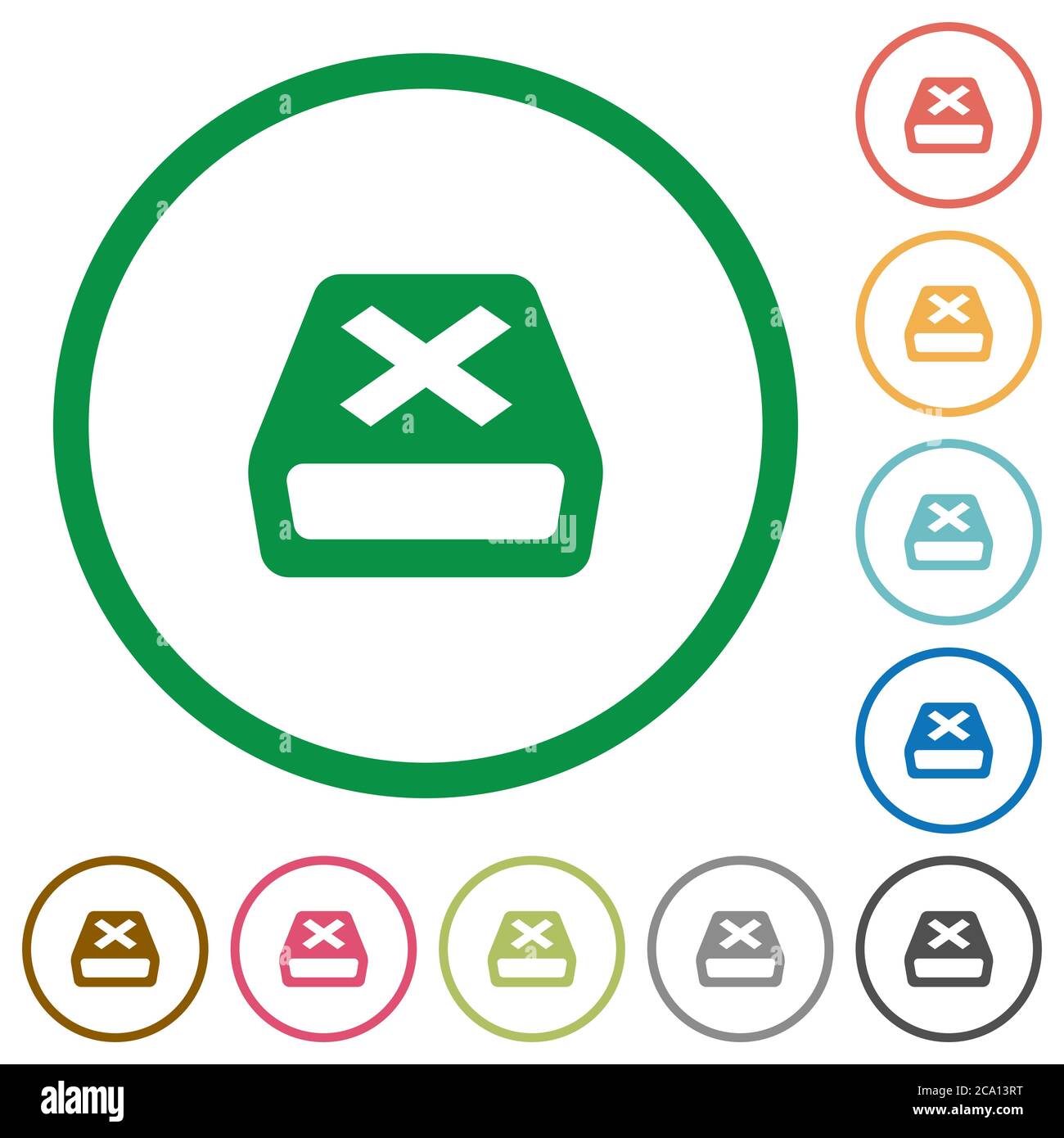 Uninstall flat color icons in round outlines on white background Stock ...