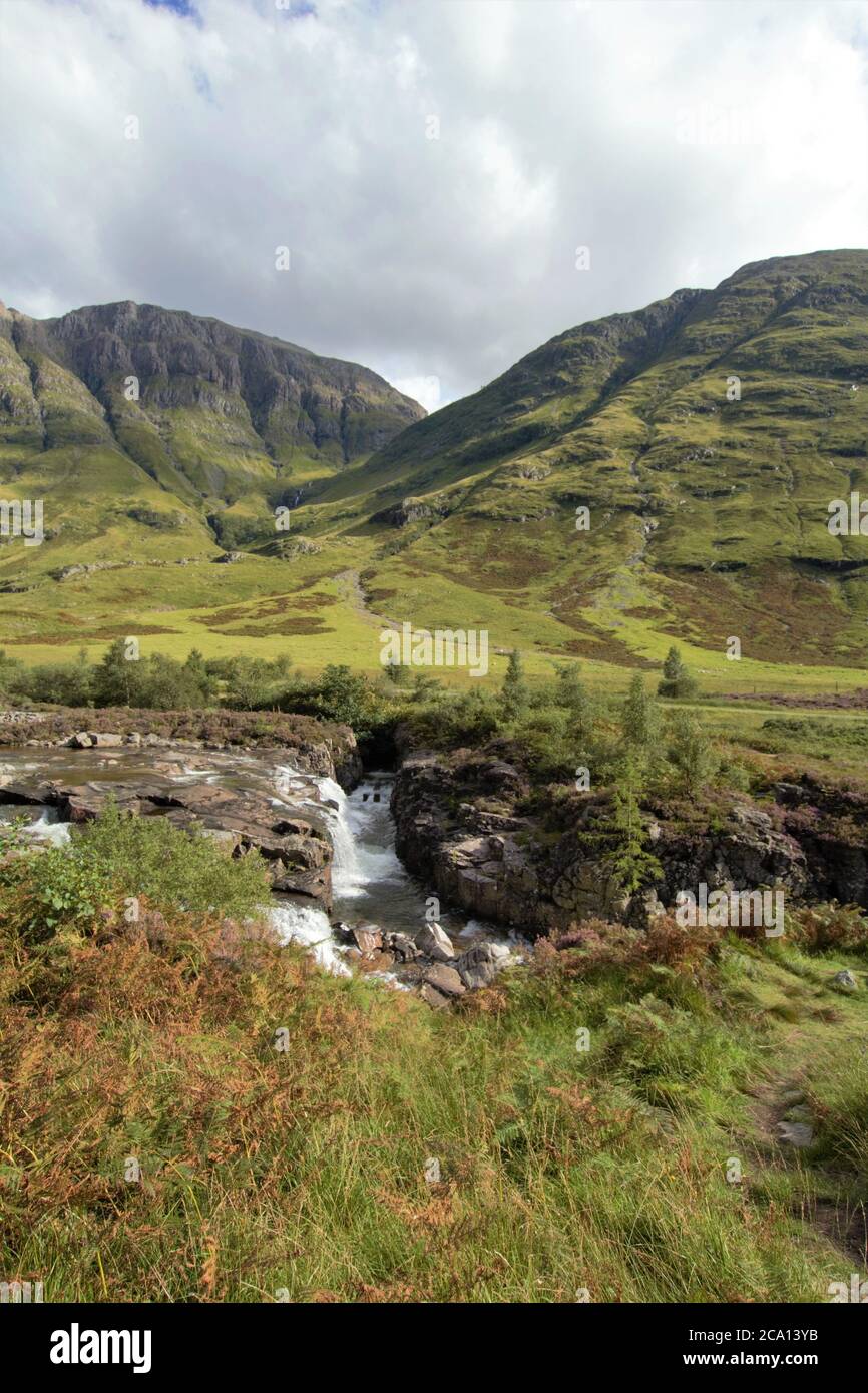 River Coe in Glencoe village in Scottish Highlands in Summer, Scotland ...