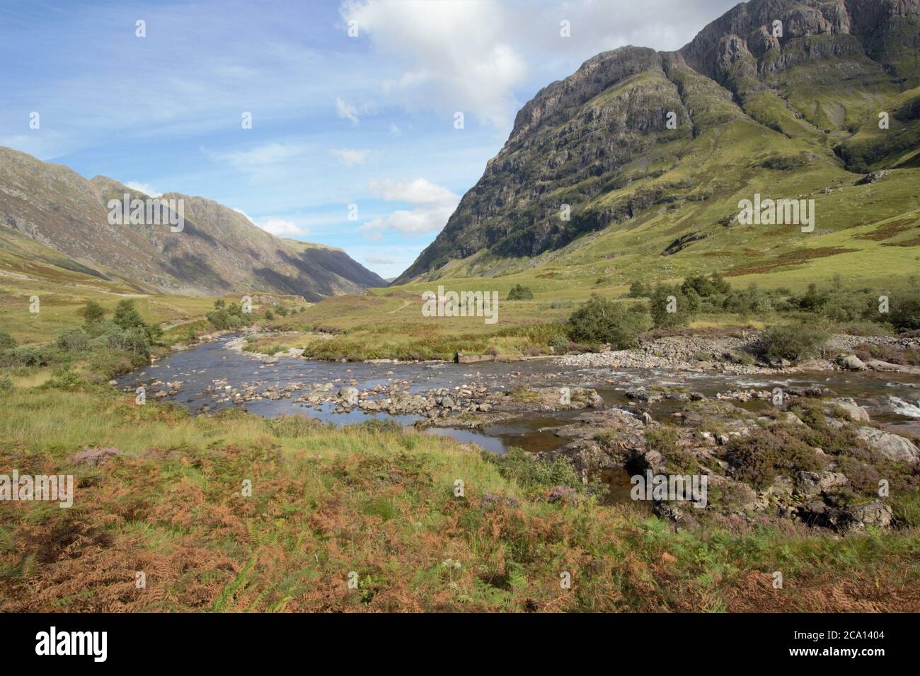River Coe in Glencoe village in Scottish Highlands in Summer, Scotland ...