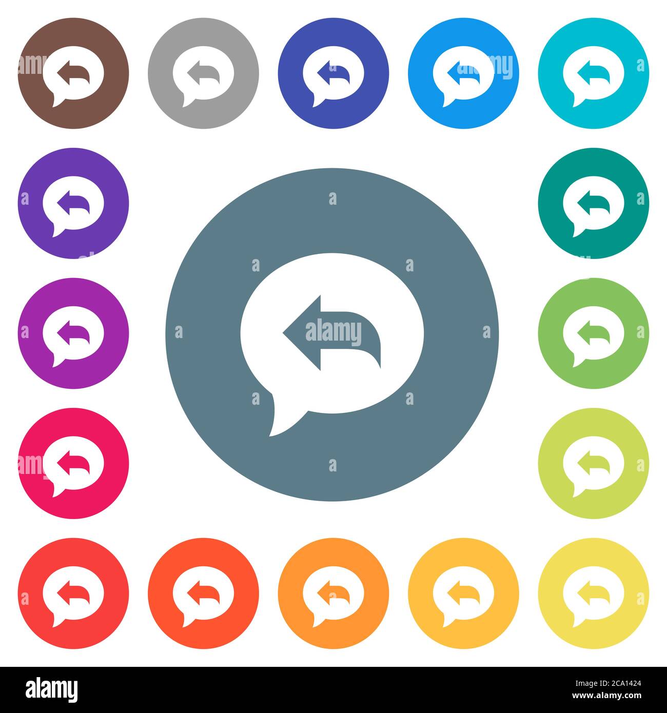 Reply message flat white icons on round color backgrounds. 17 ...