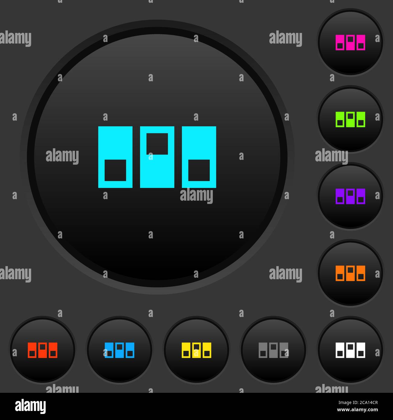 Switchboard dark push buttons with vivid color icons on dark grey background Stock Vector Image ...