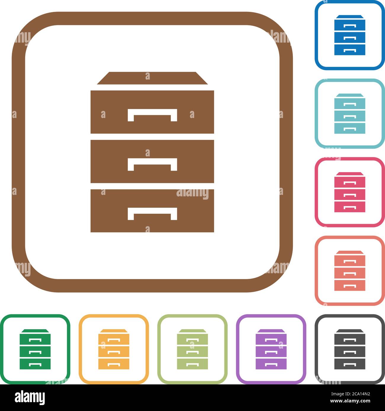 Categorize simple icons in color rounded square frames on white background Stock Vector Image ...