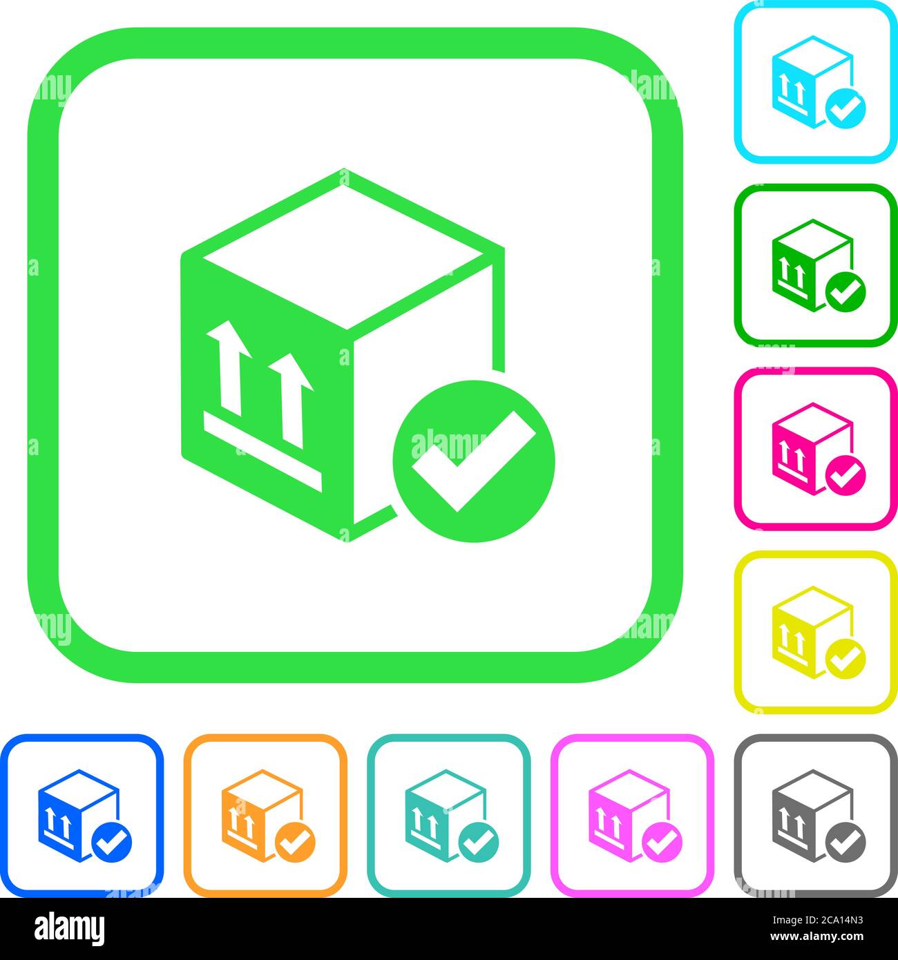 Package delivered vivid colored flat icons in curved borders on white ...