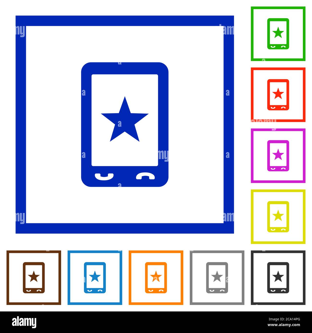 Mobile mark flat color icons in square frames on white background Stock ...