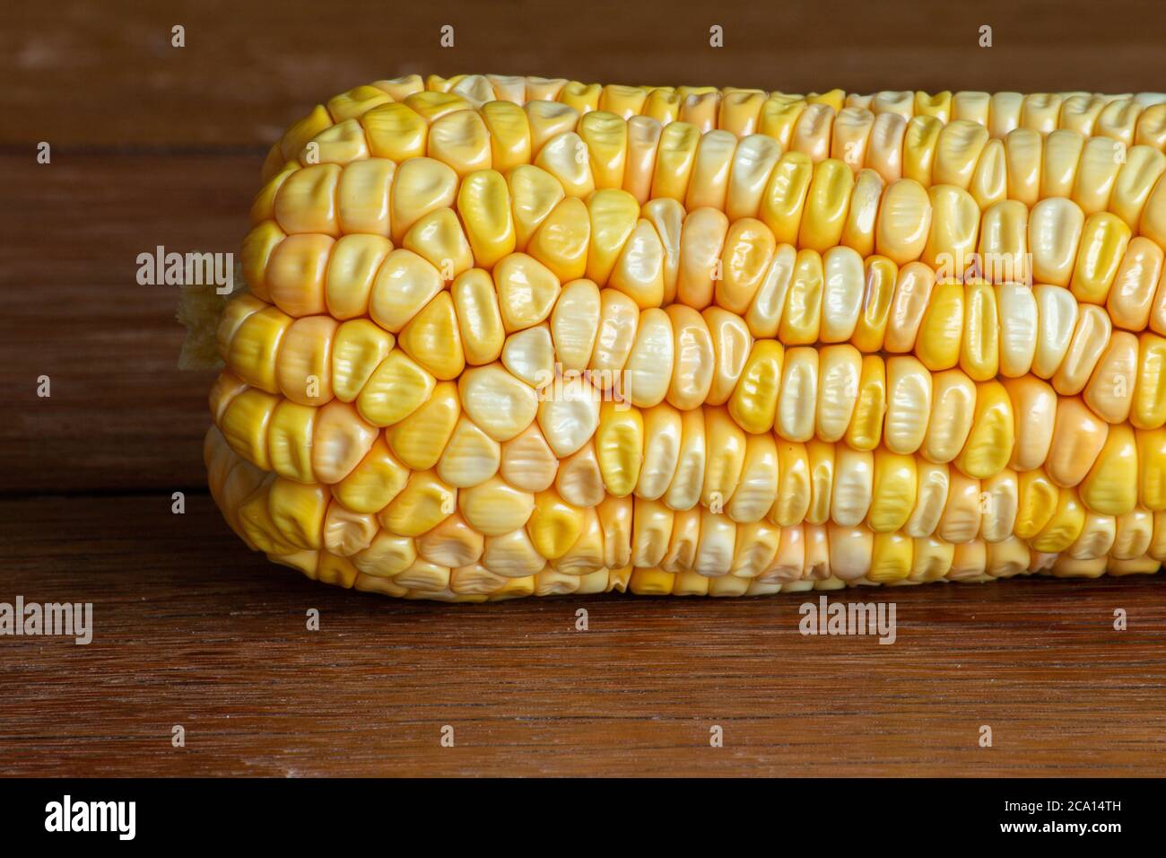 Corn cob on dark wooden rustic background. Detail texture. Macro Stock ...