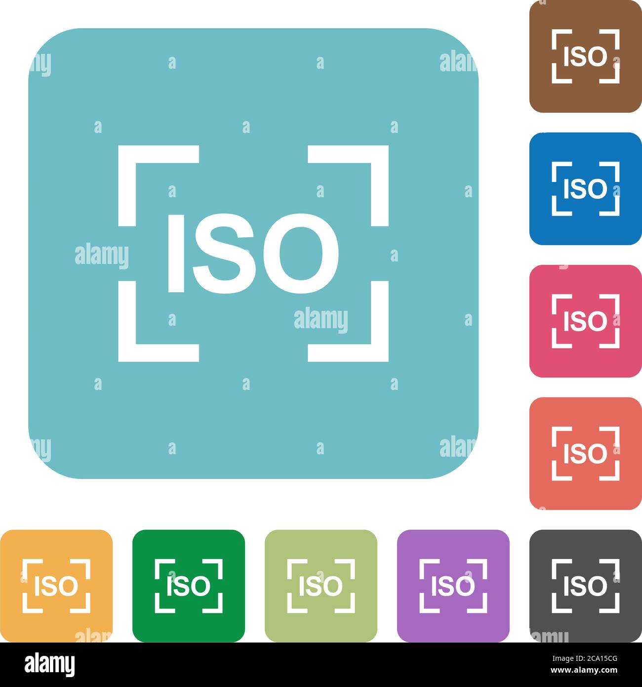 Camera iso speed setting white flat icons on color rounded square ...