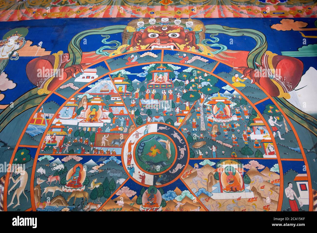 Bhutan, Paro. Rinpung Dzong, Buddhist monastery and fortress. It houses ...