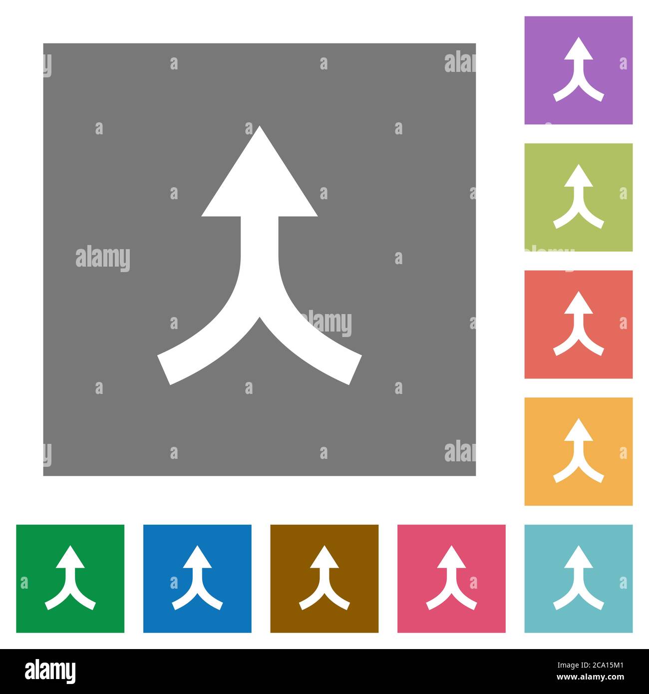Merge Arrows Up Flat Icons On Simple Color Square Backgrounds Stock Vector Image And Art Alamy