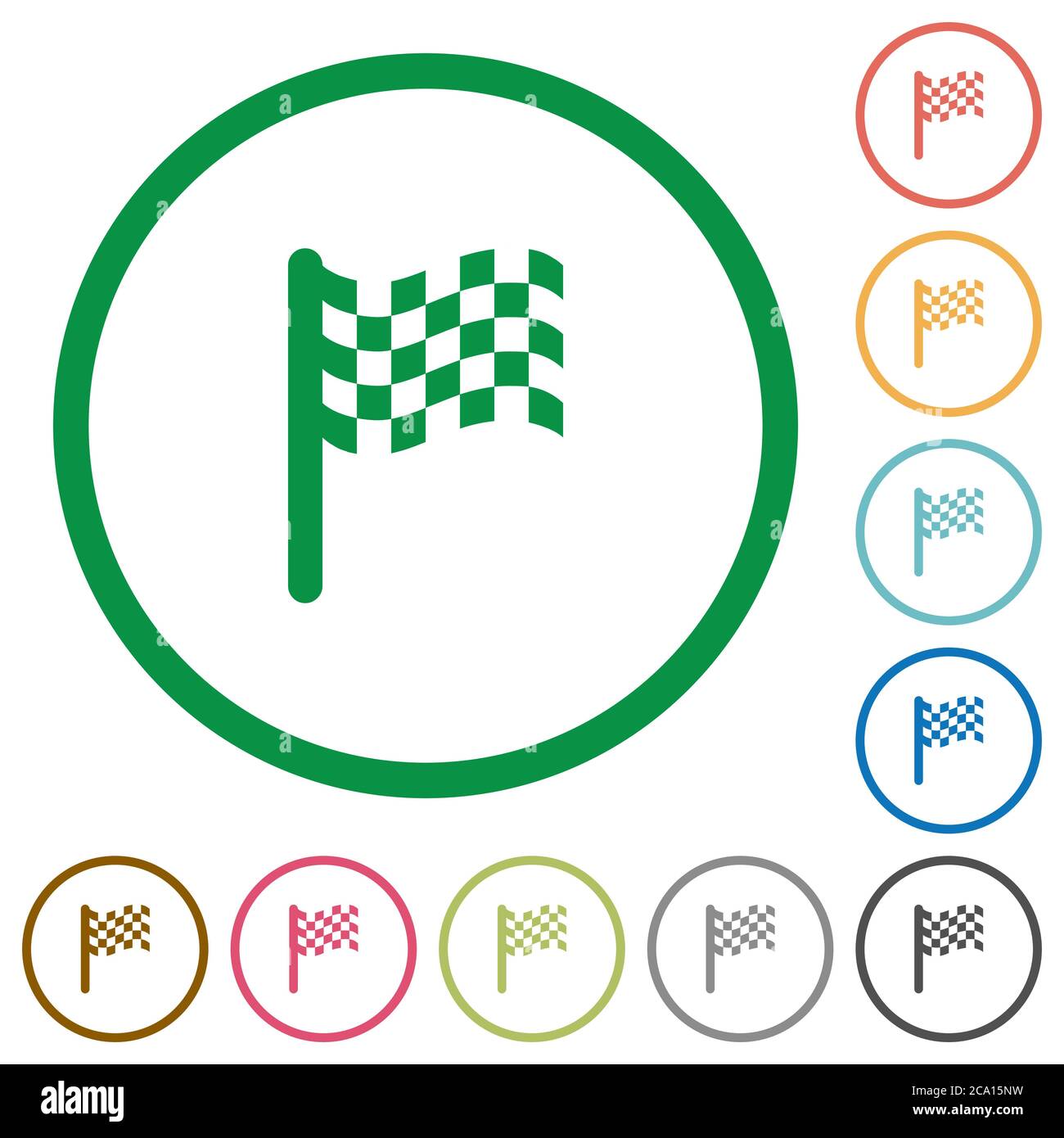 Race flag flat color icons in round outlines on white background Stock ...