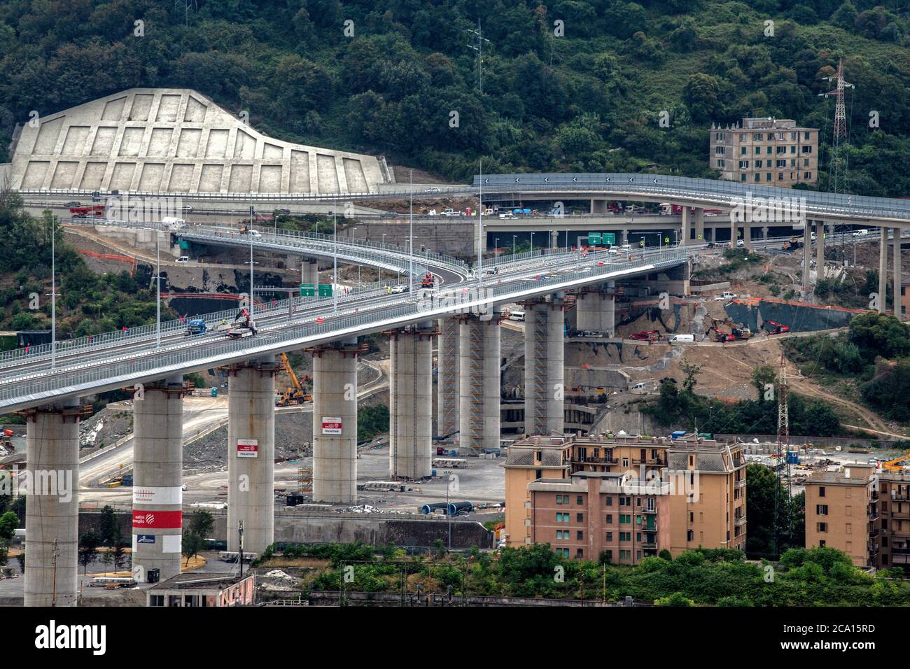 View of the new San Giorgio bridge designed by architect Renzo Piano ...