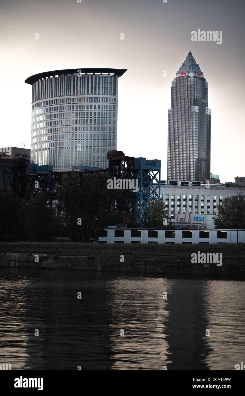 Dramatic Cleveland Skyline During Sunset and a storm on the water Stock ...