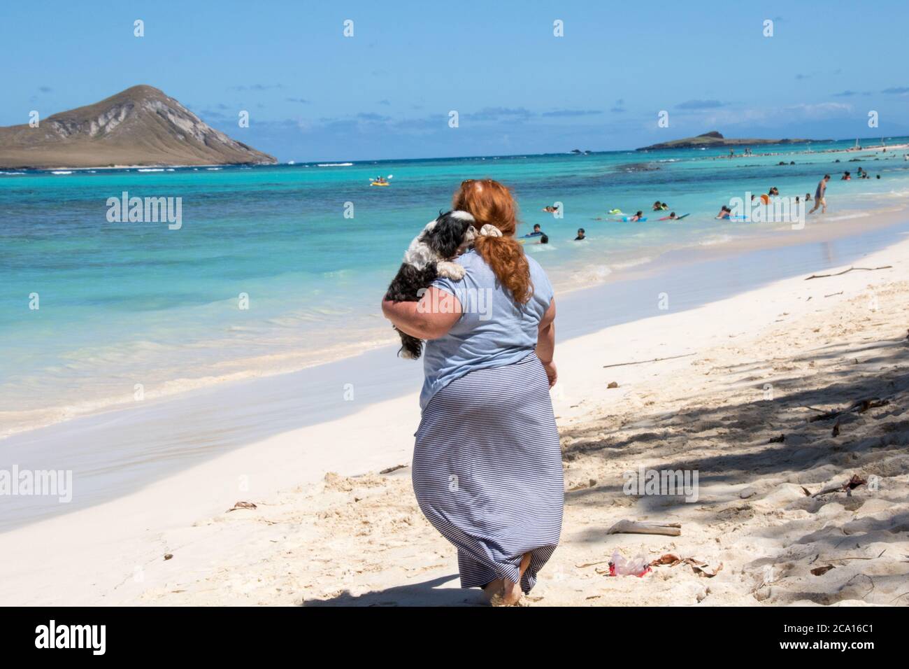 Waimanalo Beach & views of Rabbit Island, Oahu, Hawaii Stock Photo - Alamy