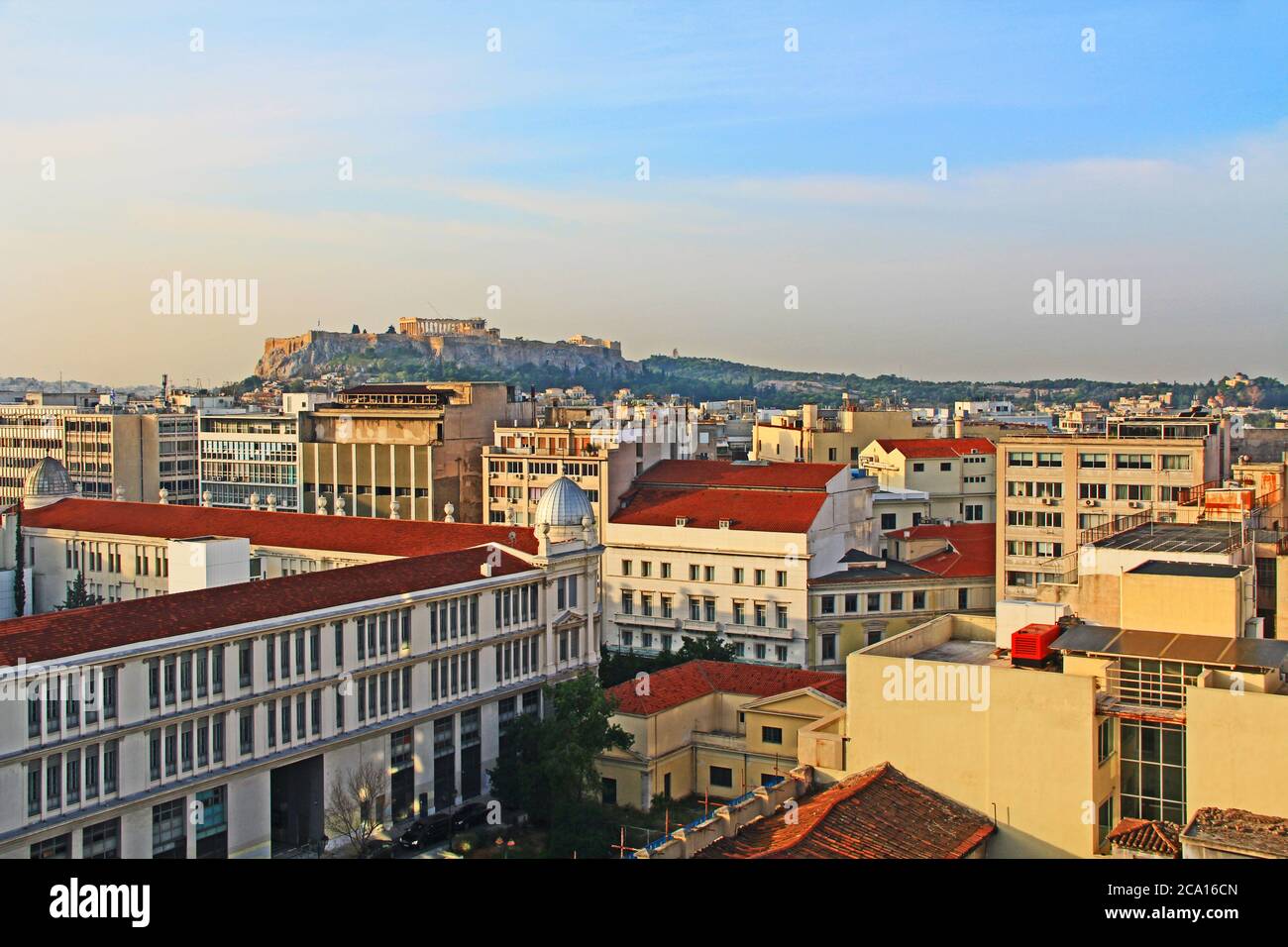 Aerial View of Acropolis and Athens Business District Stock Photo - Alamy