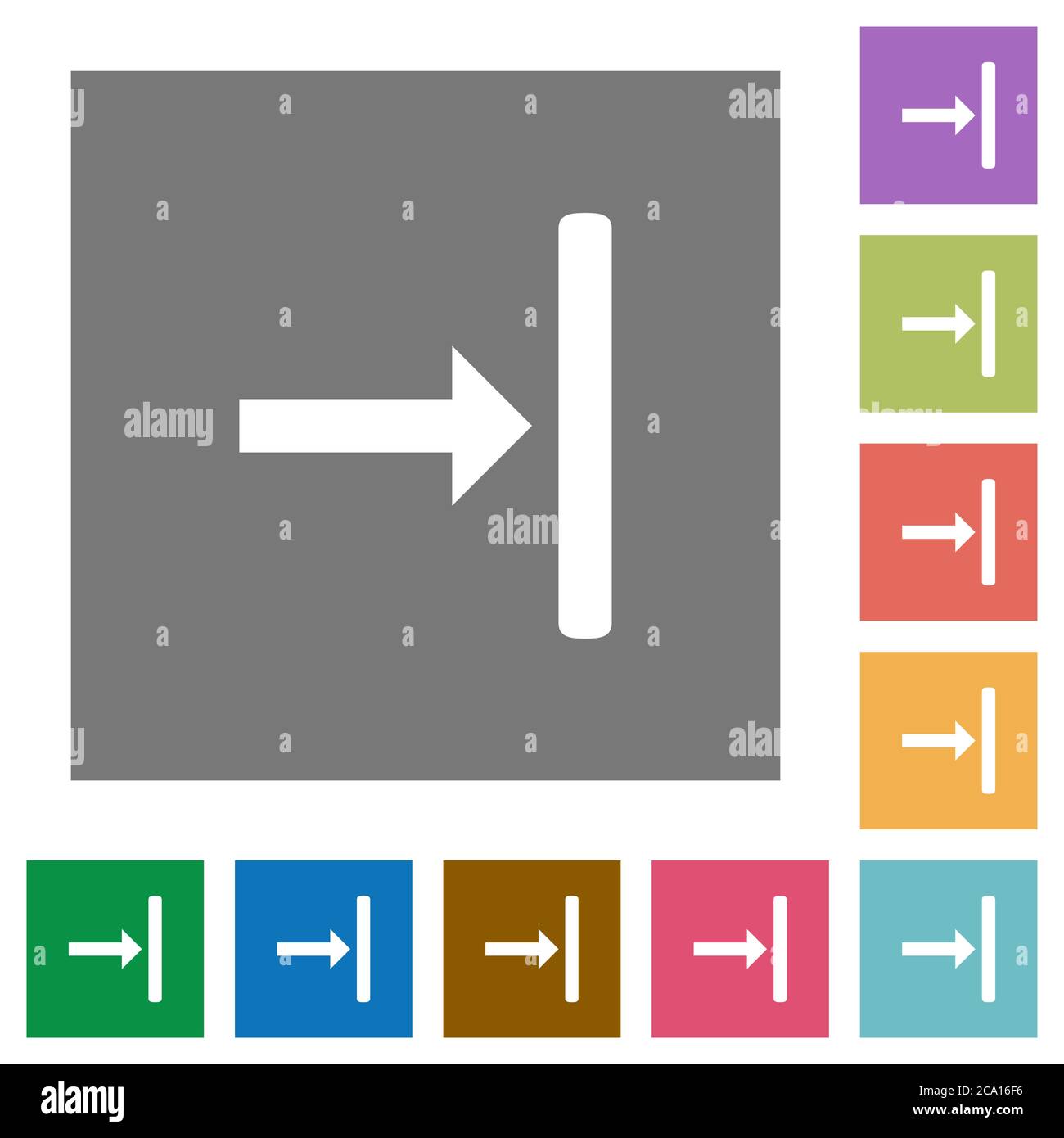 Align to right flat icons on simple color square backgrounds Stock ...