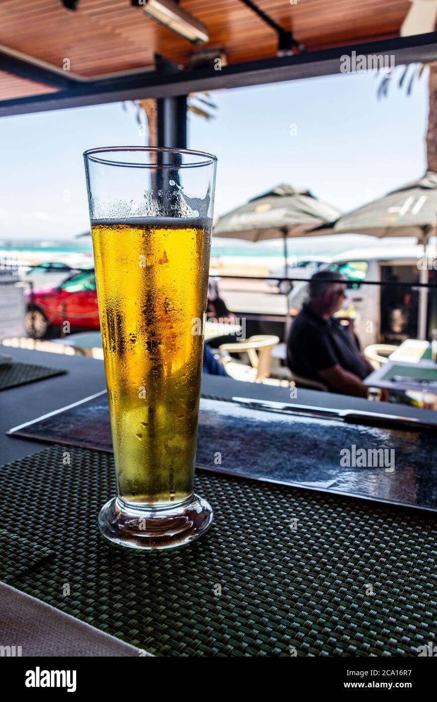 Fresh cold draft beer in a bar in Camps Bay, Cape Town Stock Photo - Alamy