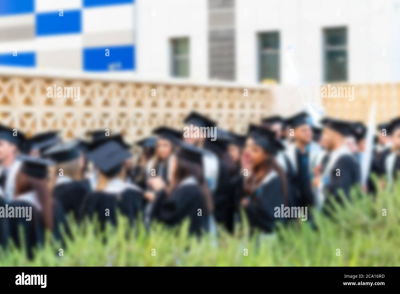 Blurred image College students at Graduation Ceremony.Group happy ...