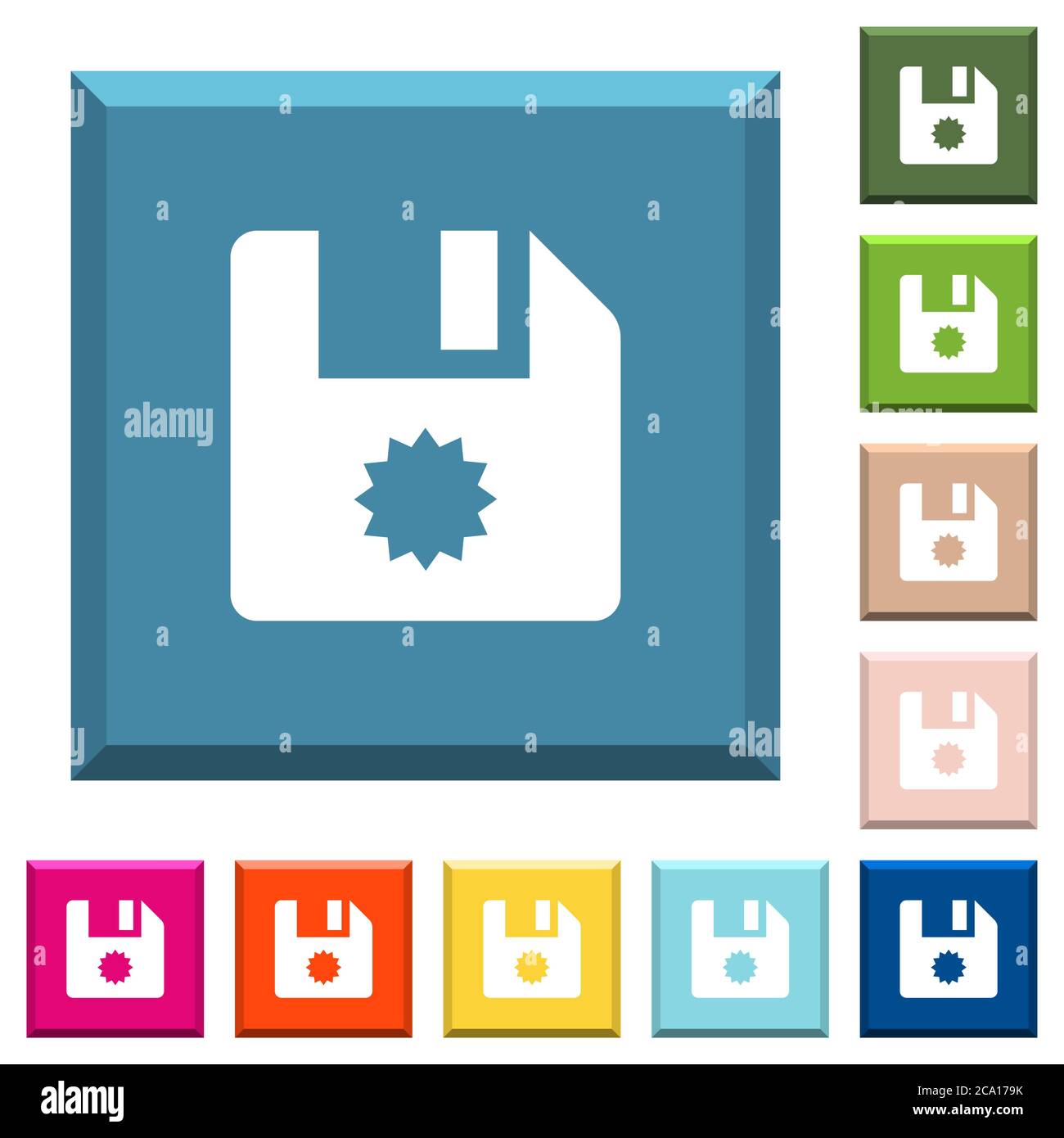 Certificate file white icons on edged square buttons in various trendy ...