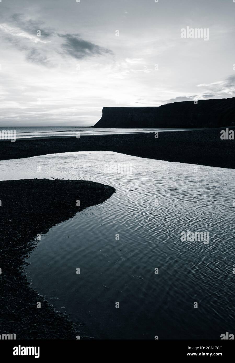 Skelton Beck running into the North sea at Saltburn by the sea, North ...