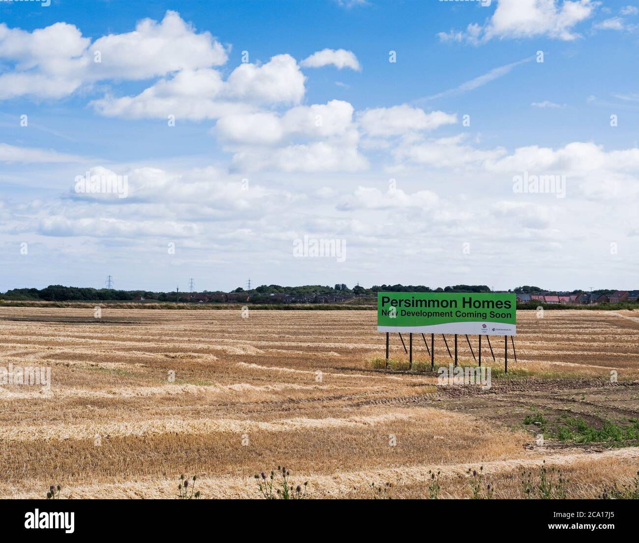Land use change in the UK. Farm land is sold to Persimmon Homes for ...