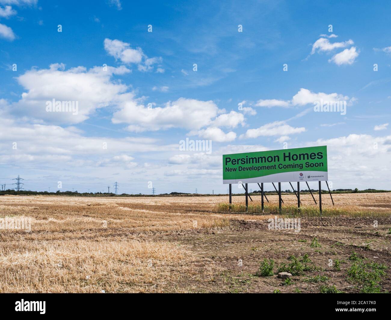 Land use change in the UK. Farm land is sold to Persimmon Homes for ...