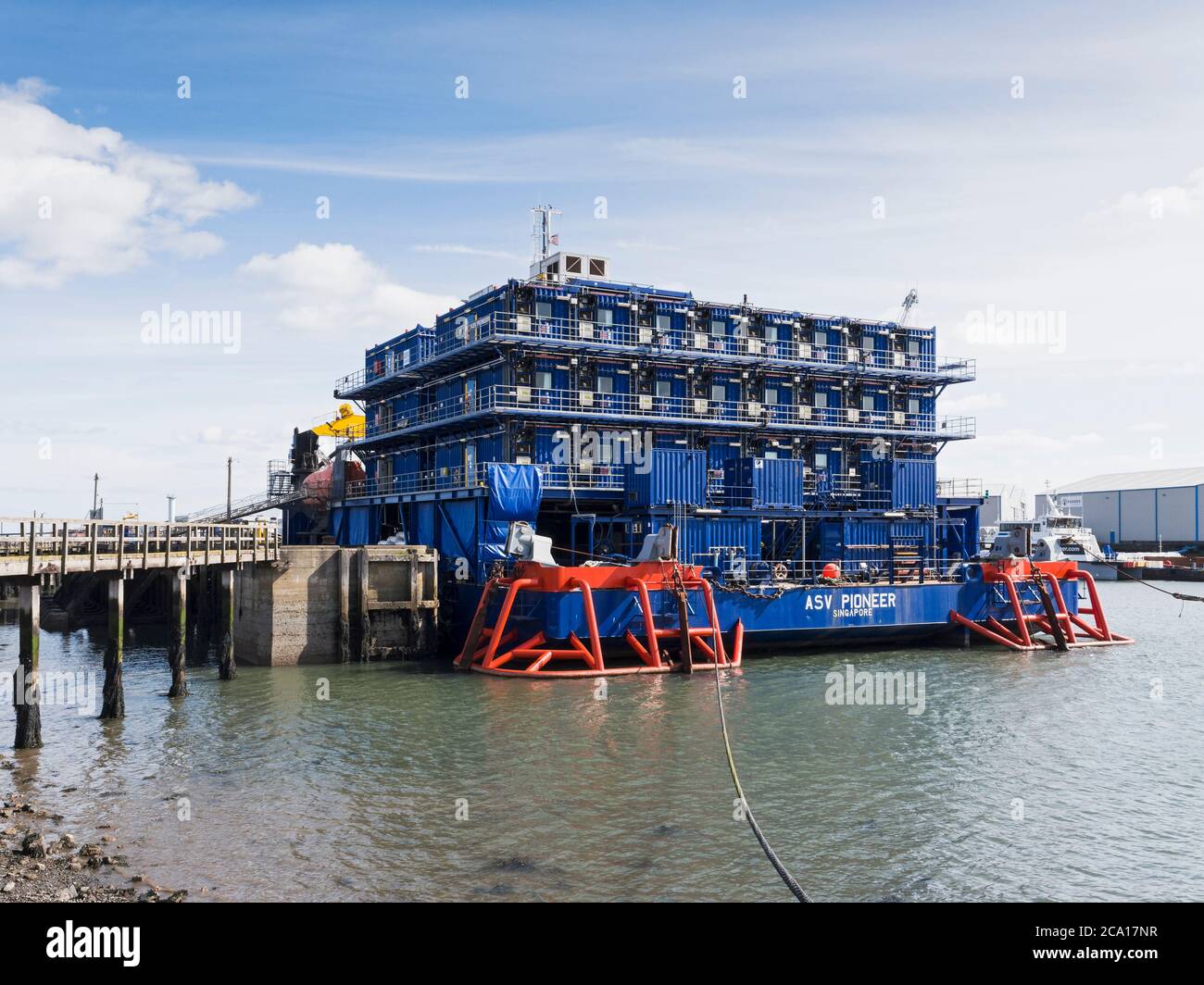 Container ship ASV Pioneer docked at North Blyth, Northumberland, UK ...