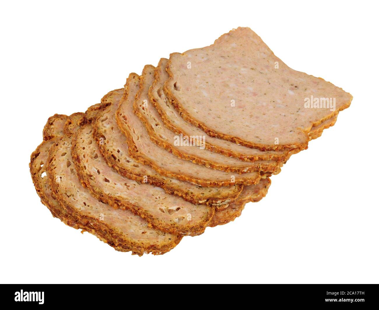 Thin slices of haslet meat isolated on a white background, haslet is an ...