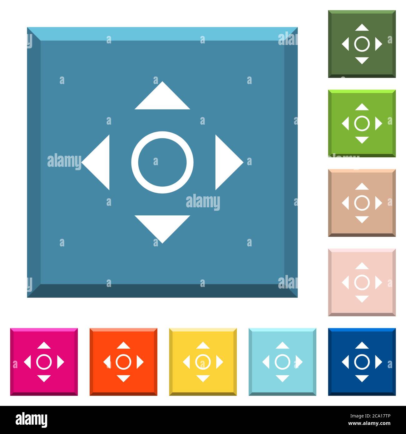 Scrolling tool white icons on edged square buttons in various trendy ...