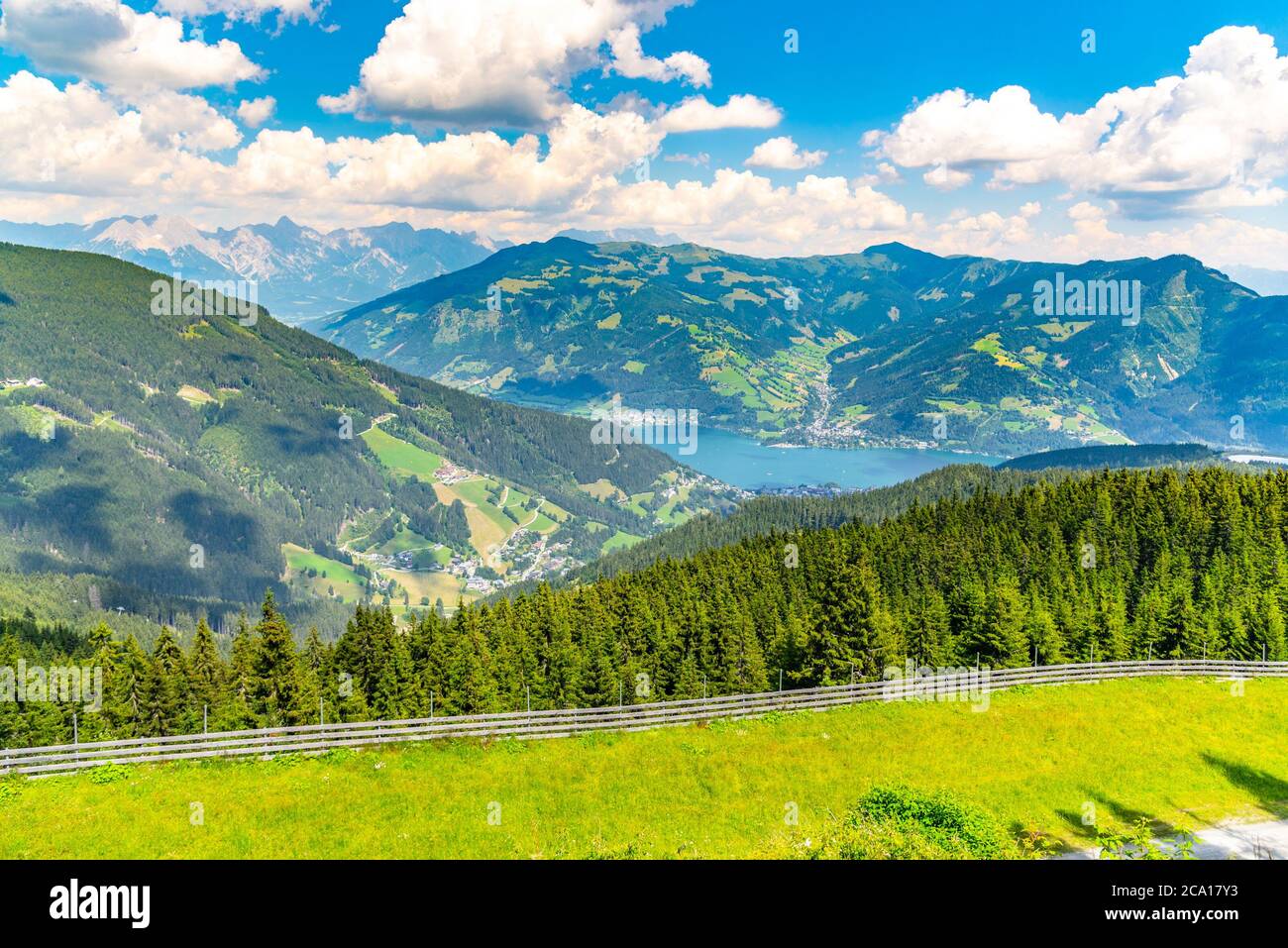 Lake Zell, German: Zeller See, at Zell am See in Austrian Alps, Austria ...